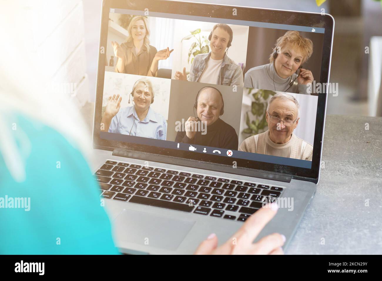 Video conference concept teleconference telemeeting hi-res stock ...