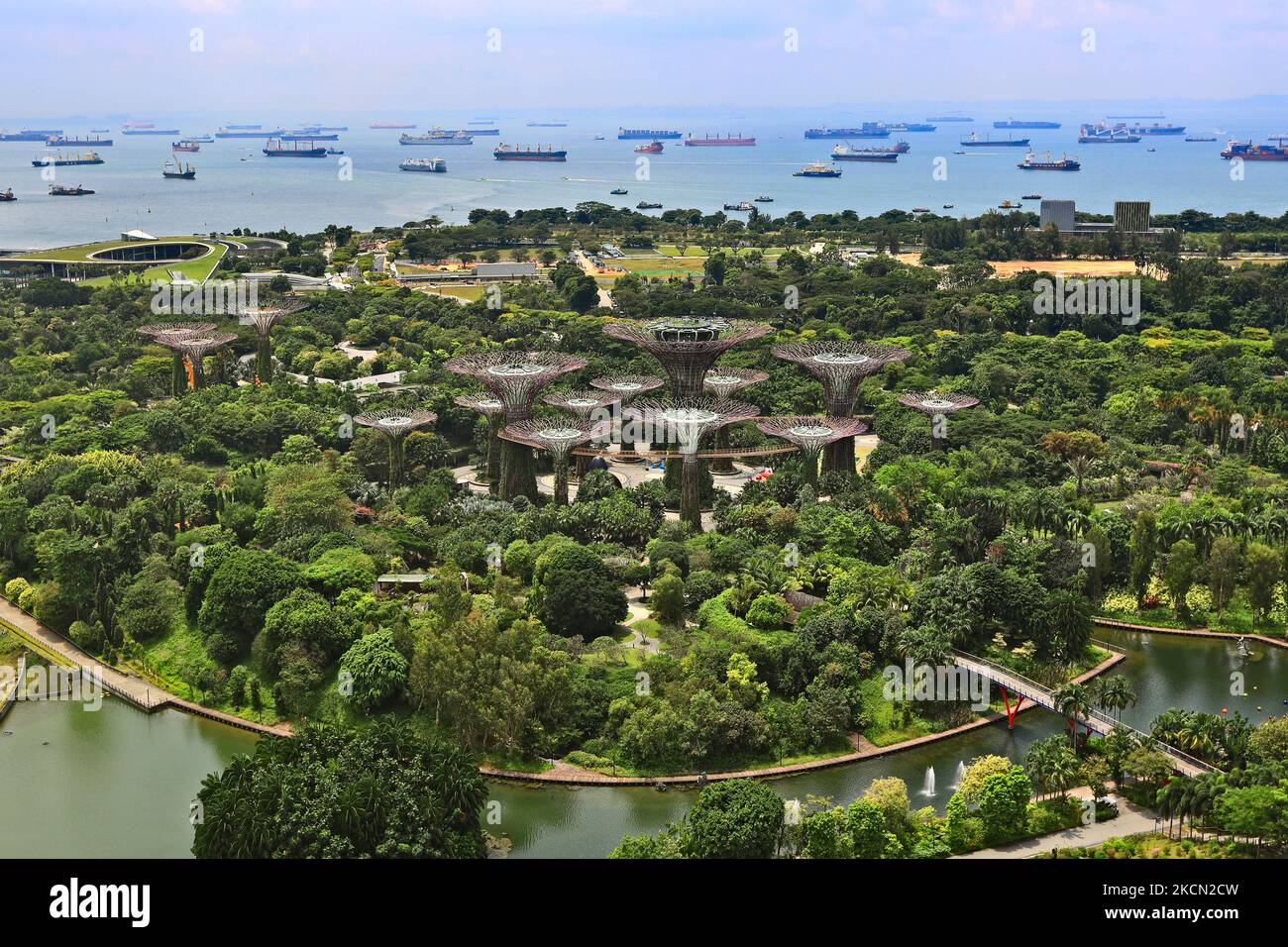 The Supertree Grove at the Gardens by the Bay is pictured with vessels ...