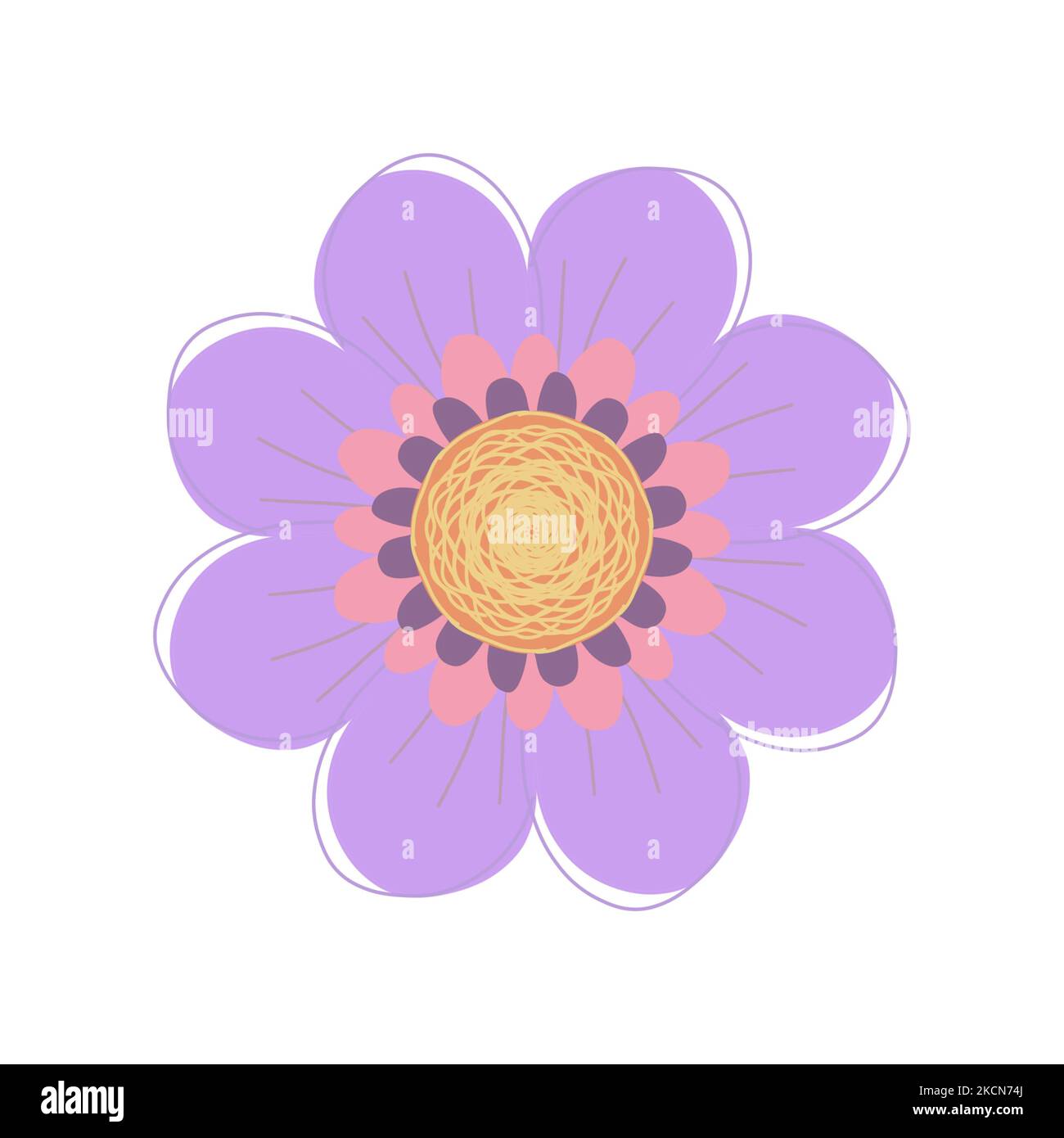 flat Spring flower icons in silhouette isolated on white. Cute retro ...