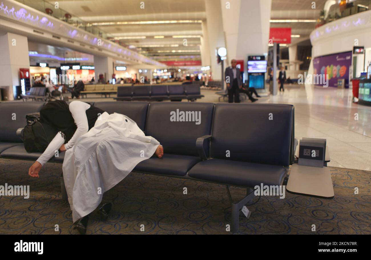 Muslim girl takes a nap at around 3AM while waiting for an early ...