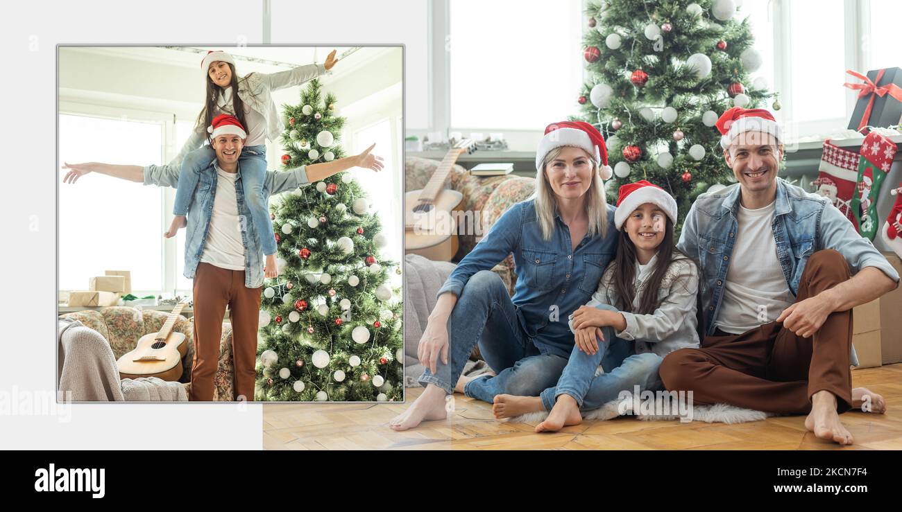 Happy christmas people collage smiling and having fun Stock Photo - Alamy