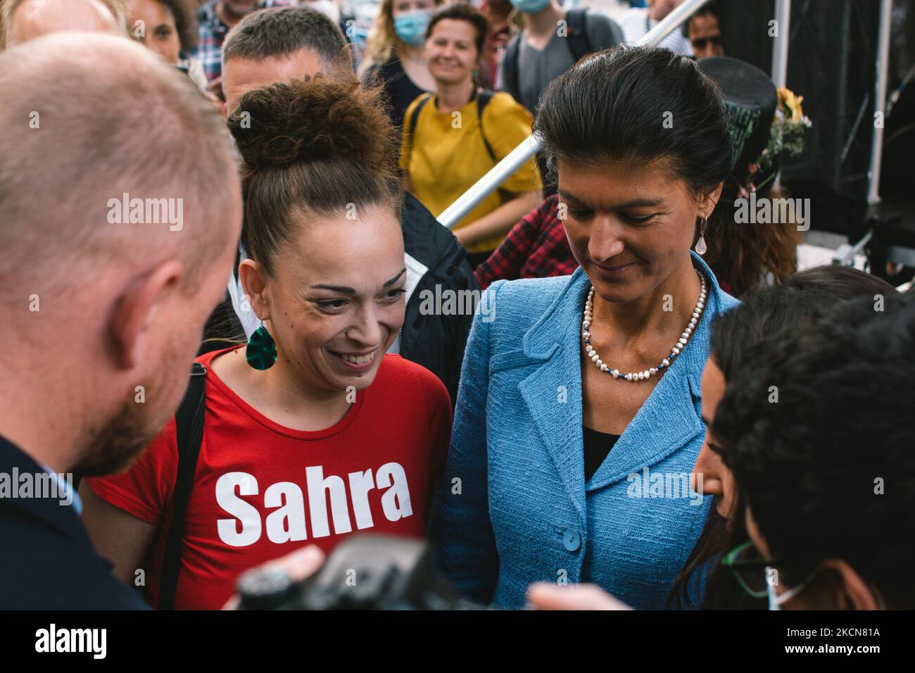 Sahra Wagenknecht, a left wing politician, speaks to her support in ...