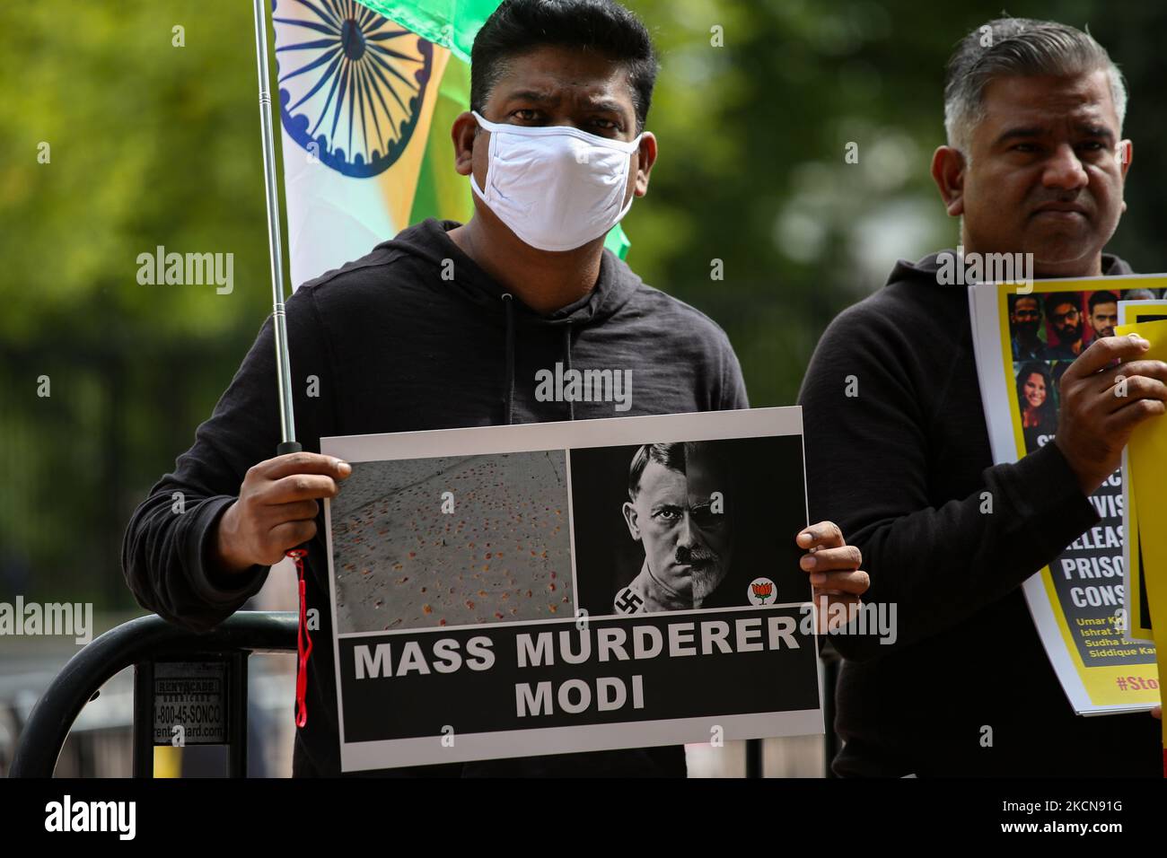 A small group of demonstrators gathers to protest Indian Prime Minister ...