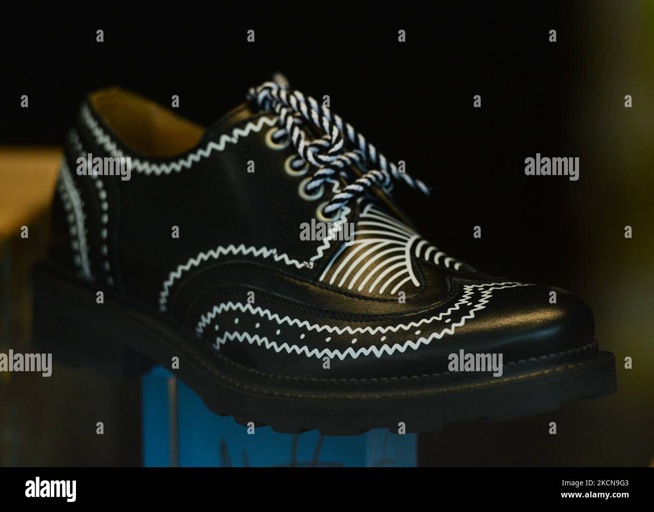 Leather shoes on display at a shoe store in downtown Edmonton. On ...