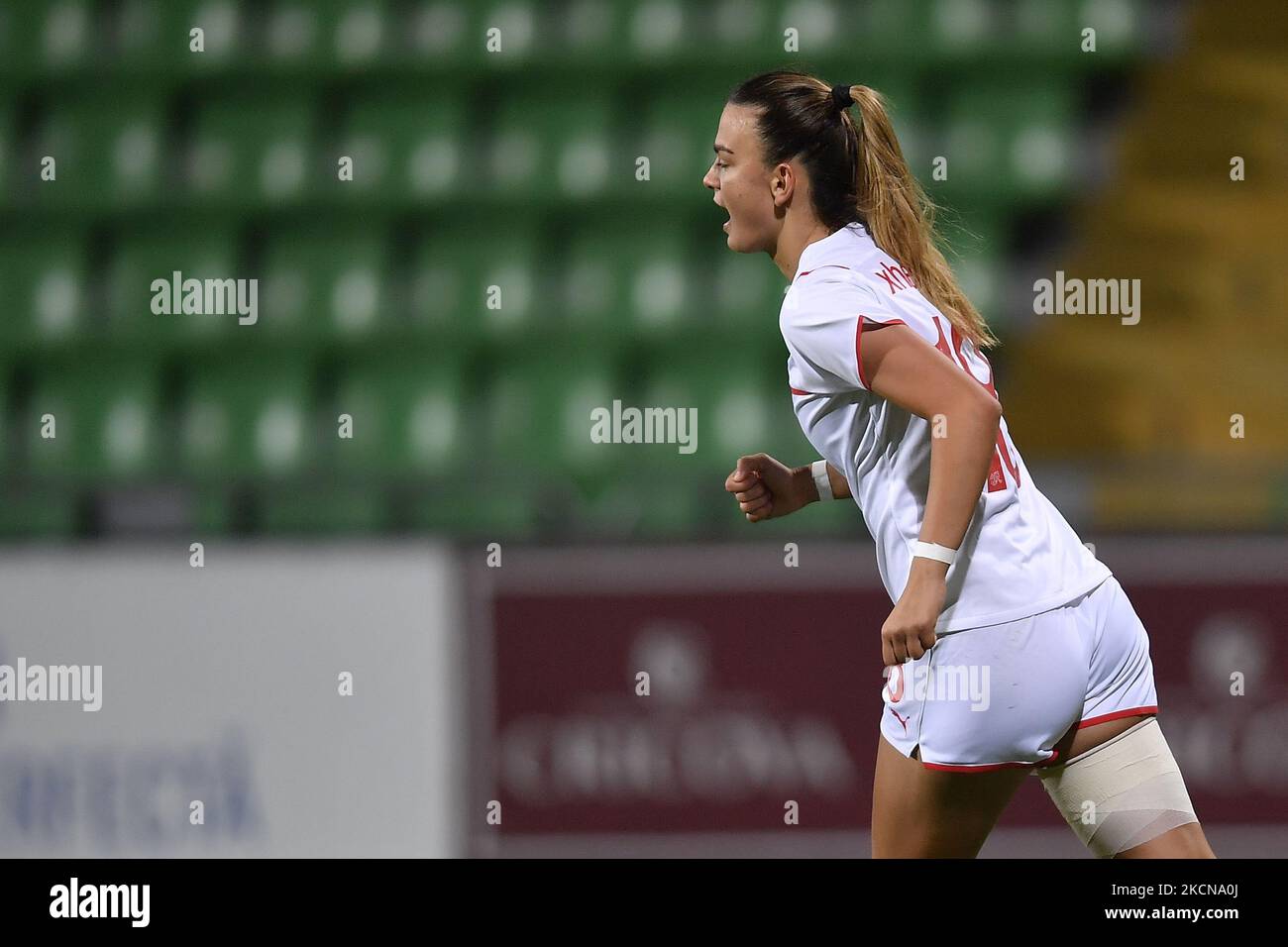 Riola Xhemaili scores and celebrates his side fifth goal during the ...