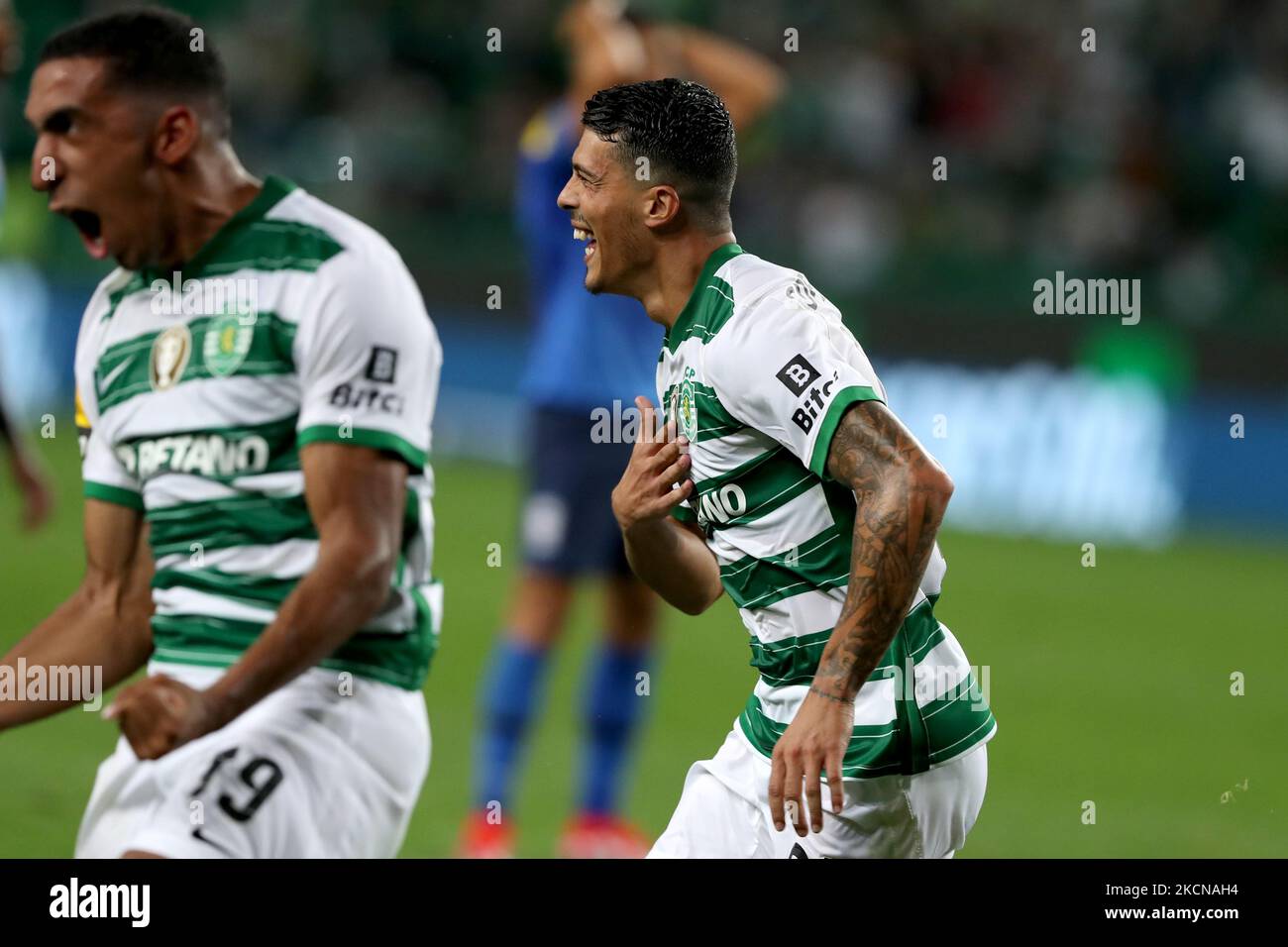 Pedro Porro of Sporting CP celebrates after scoring a goal during the ...