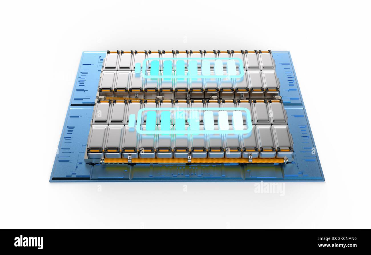 3d rendering electric car battery or pack of battery cells module Stock ...