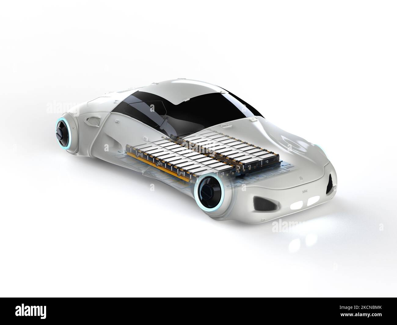 3d rendering electric car battery with pack of battery cells module on ...