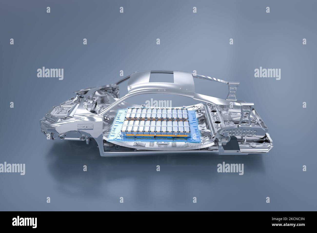 3d rendering electric car battery with pack of battery cells module on ...