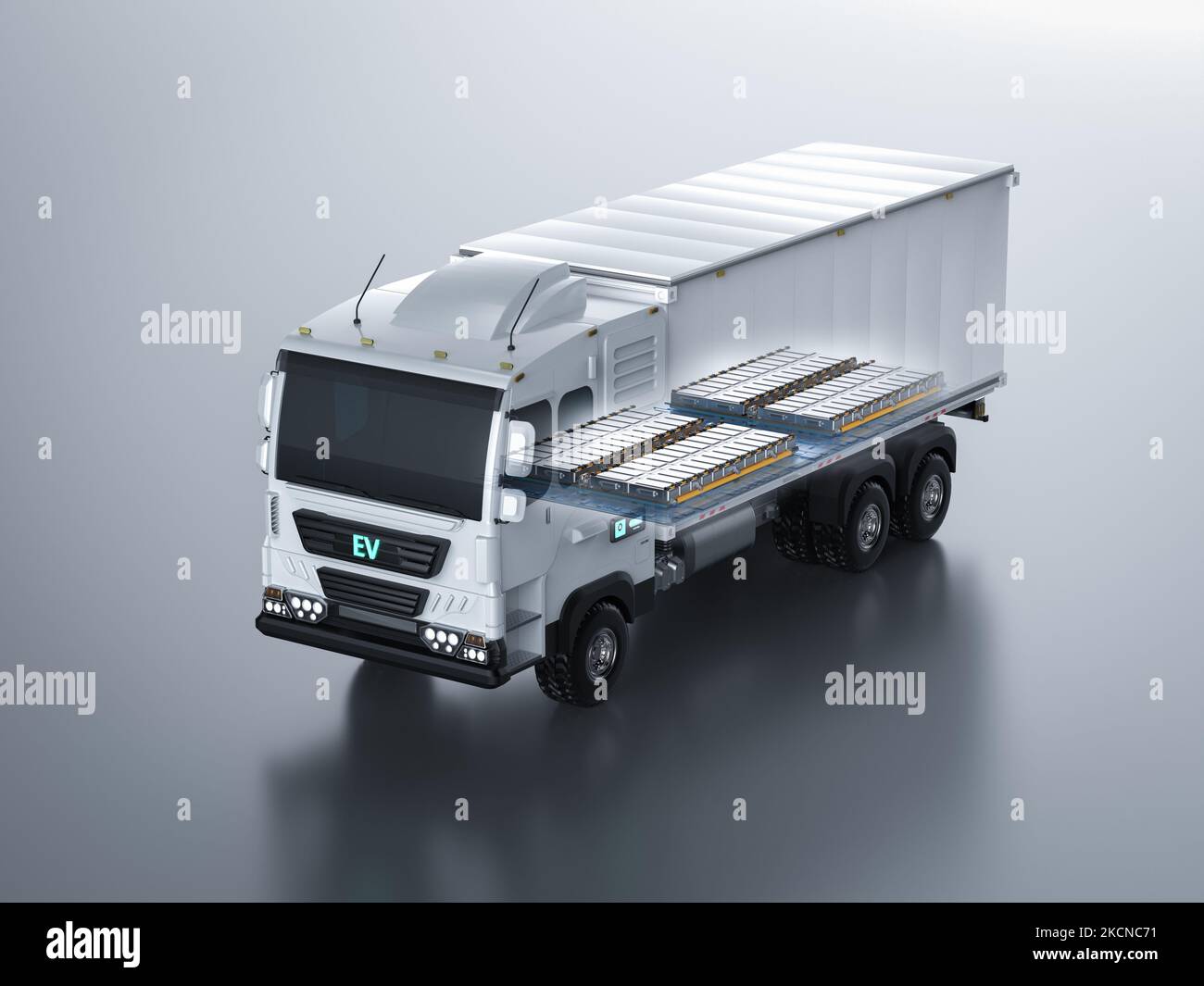 3d rendering ev logistic trailer truck or electric vehicle lorry with ...