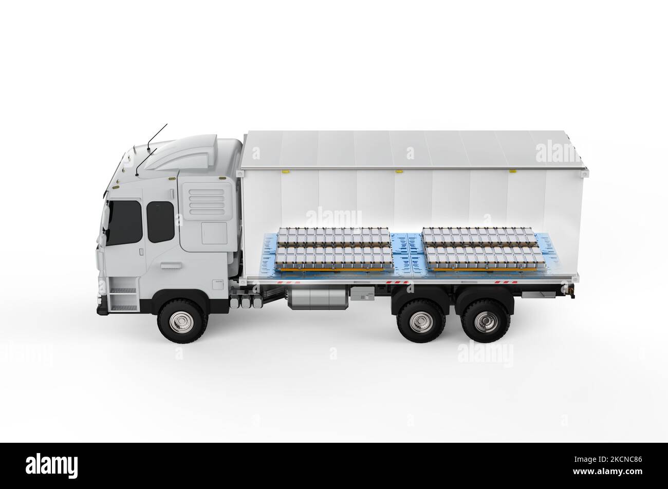 3d rendering ev logistic trailer truck or electric vehicle lorry with ...
