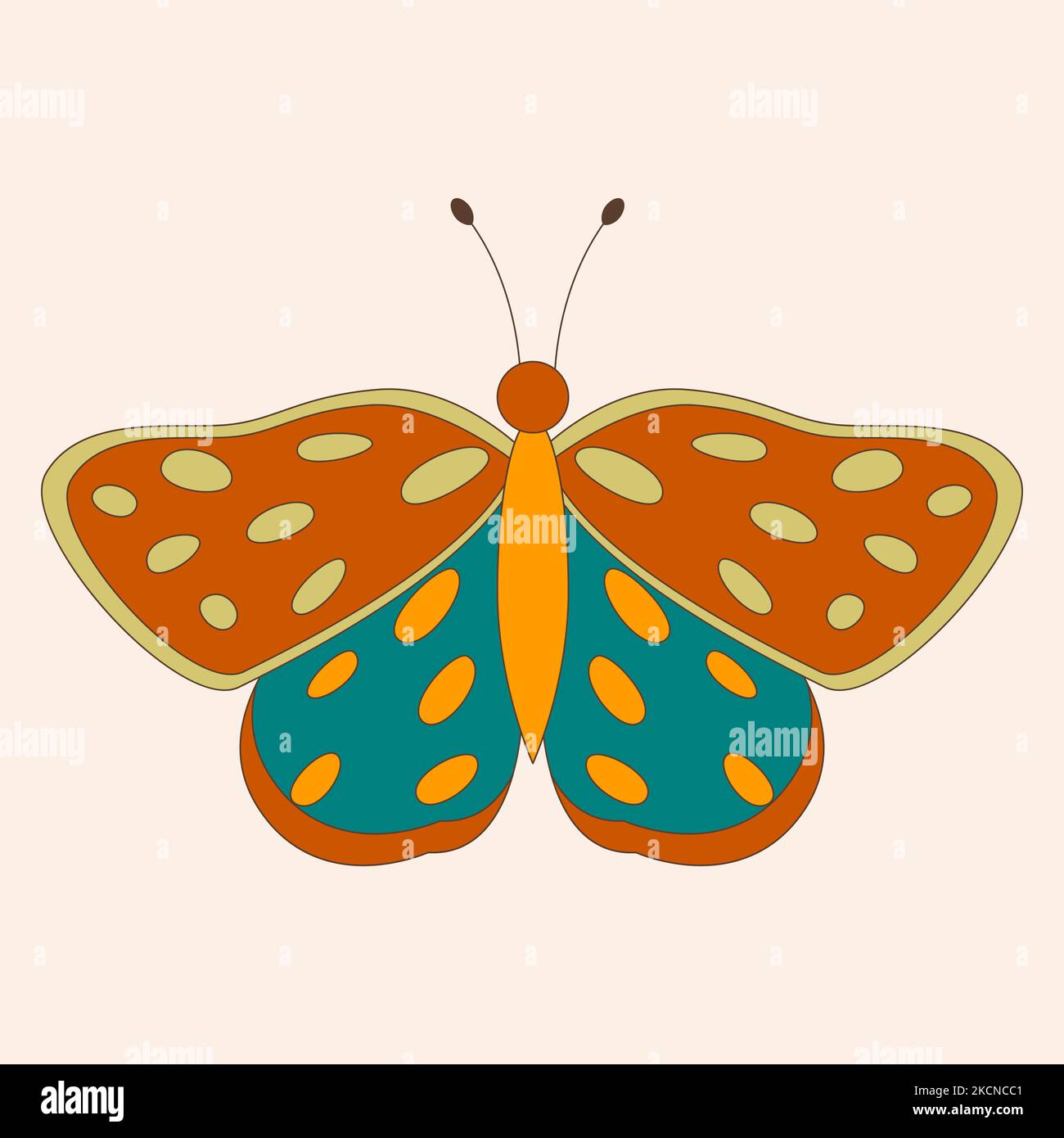 Retro 60s 70s hippie groovy butterfly for cards, stickers or poster ...