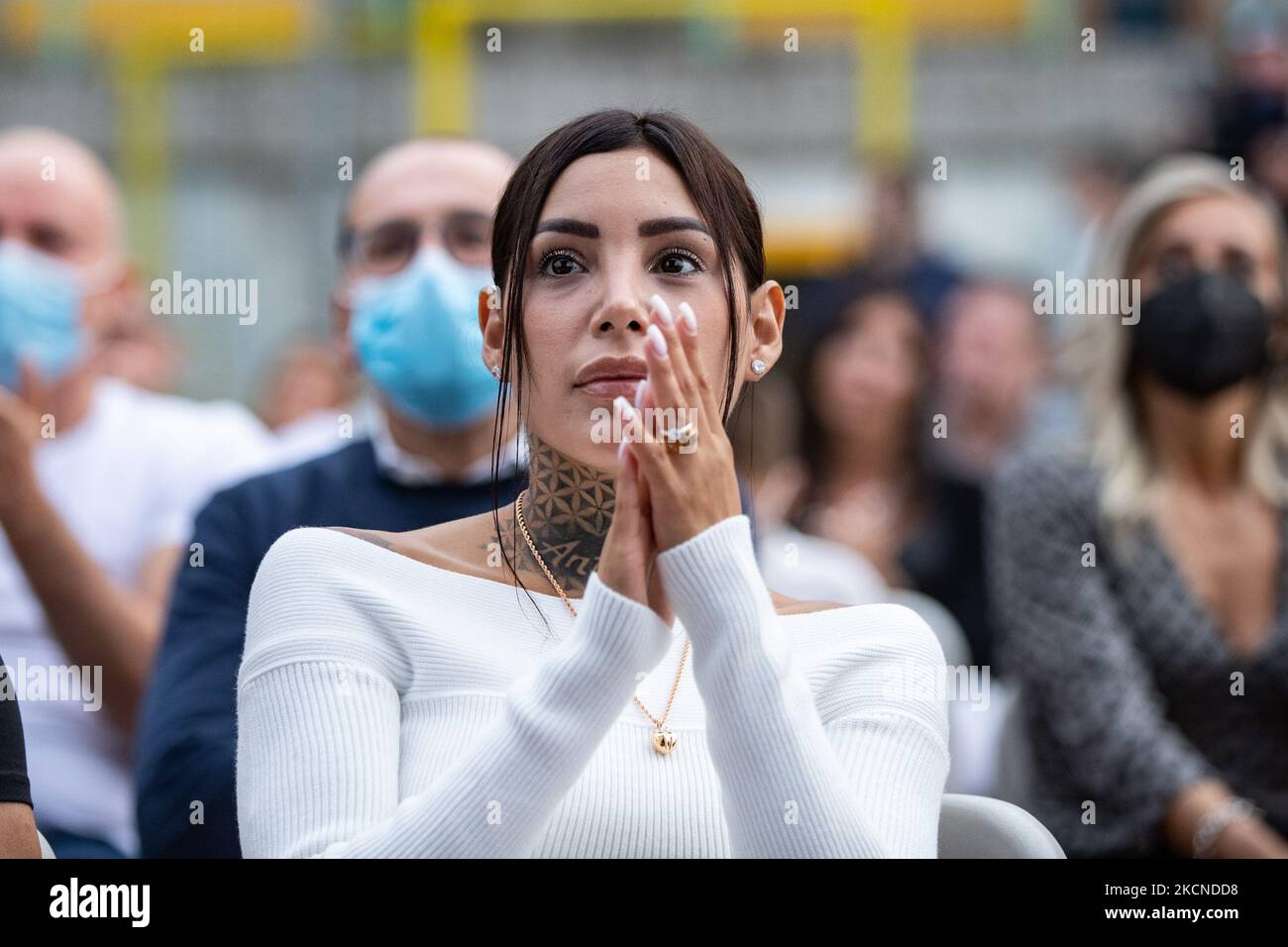 Lamont Marcell Jacobs girlfriend Nicole Daza during a ceremony in his ...