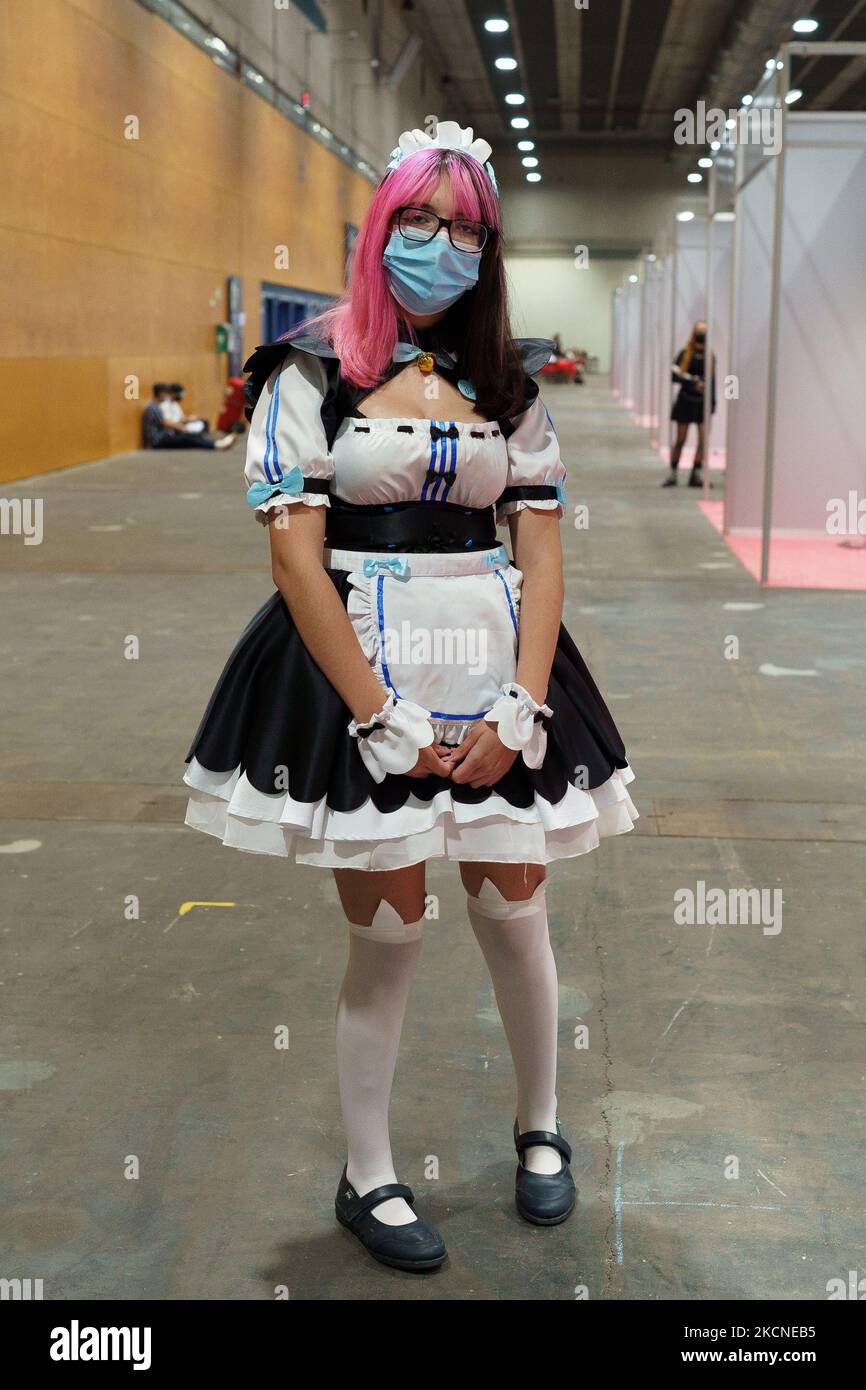 cosplayer poses during the 'Japan Weekend Madrid 2021' fair at IFEMA on ...