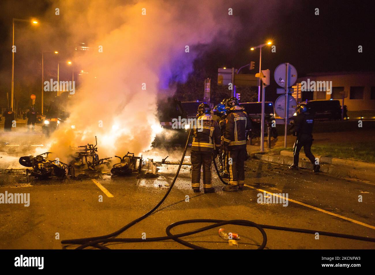 Firefighters are seen putting out fire. The traditional festival of the ...