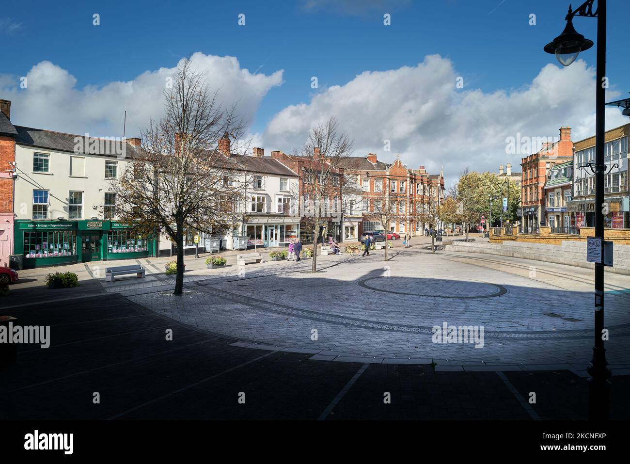 The open space at market square in Kettering, England, on a sunny ...