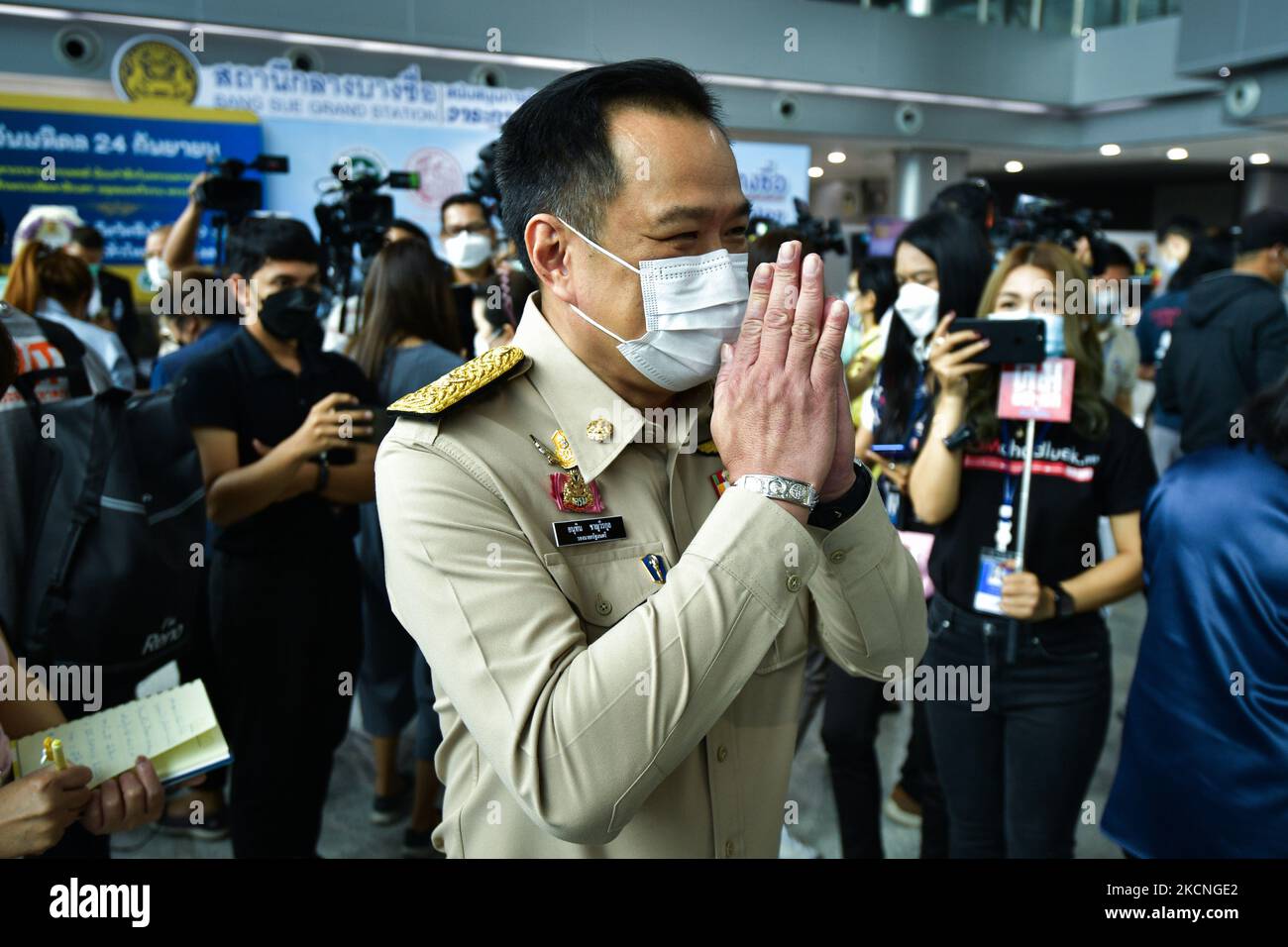Thailand's Deputy Prime Minister and the Minister of Public Health, Anutin Charnvirakul, wearing ...