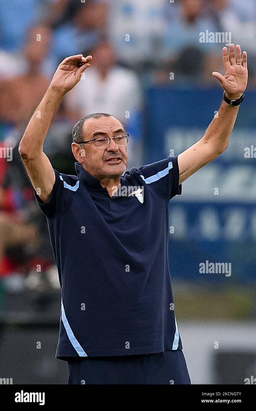 Maurizio Sarri manager of SS Lazio gestures during the Serie A match ...