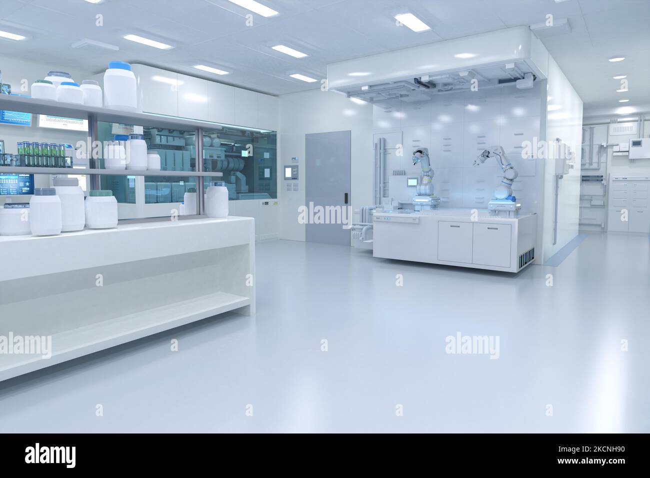 3d rendering white futuristic digital laboratory interior in ...