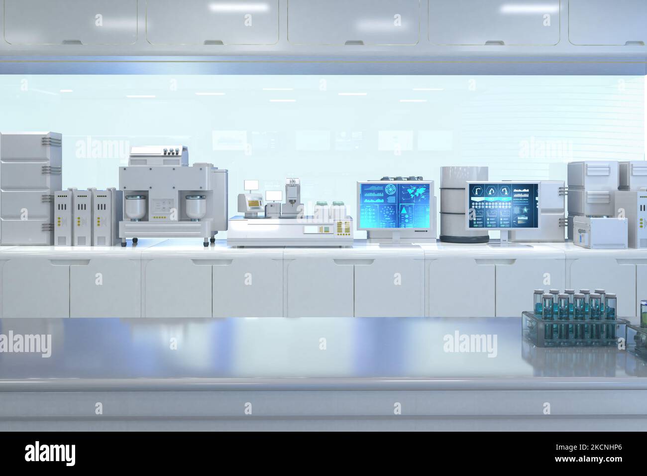 3d rendering white futuristic laboratory in semiconductor manufacturing ...