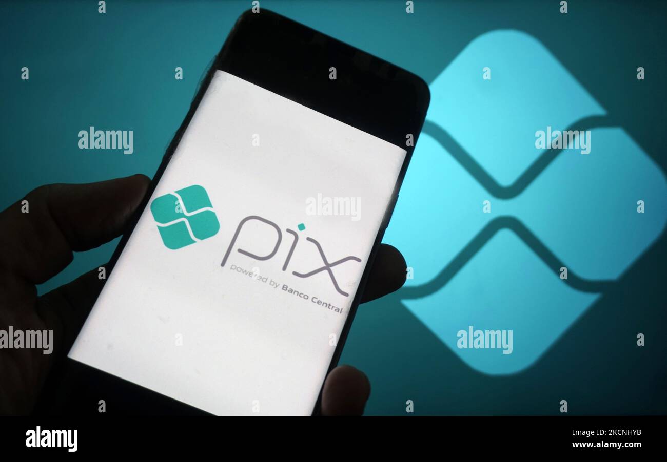 In this photo illustration a Pix logo seen displayed on a smartphone ...