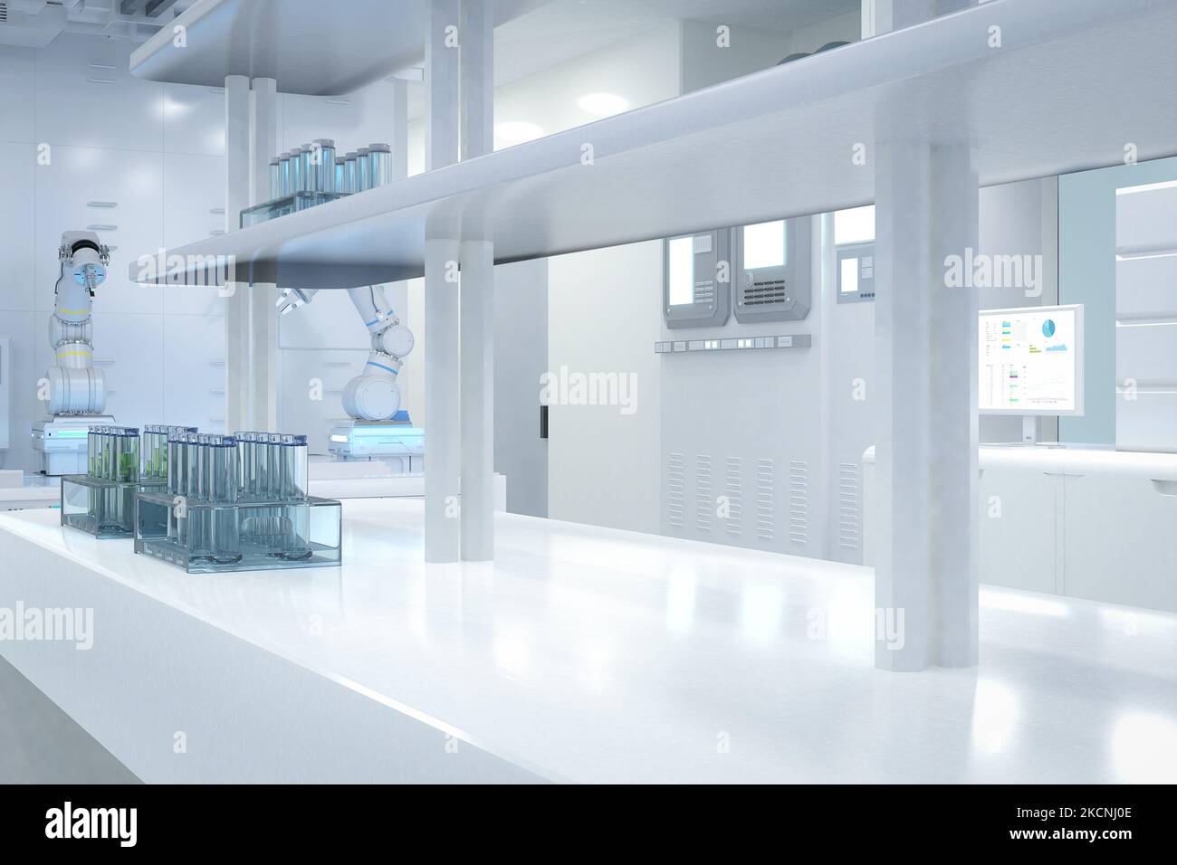 3d rendering white futuristic laboratory in semiconductor manufacturing ...
