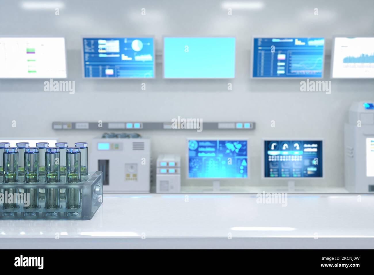 3d rendering white futuristic laboratory in semiconductor manufacturing ...