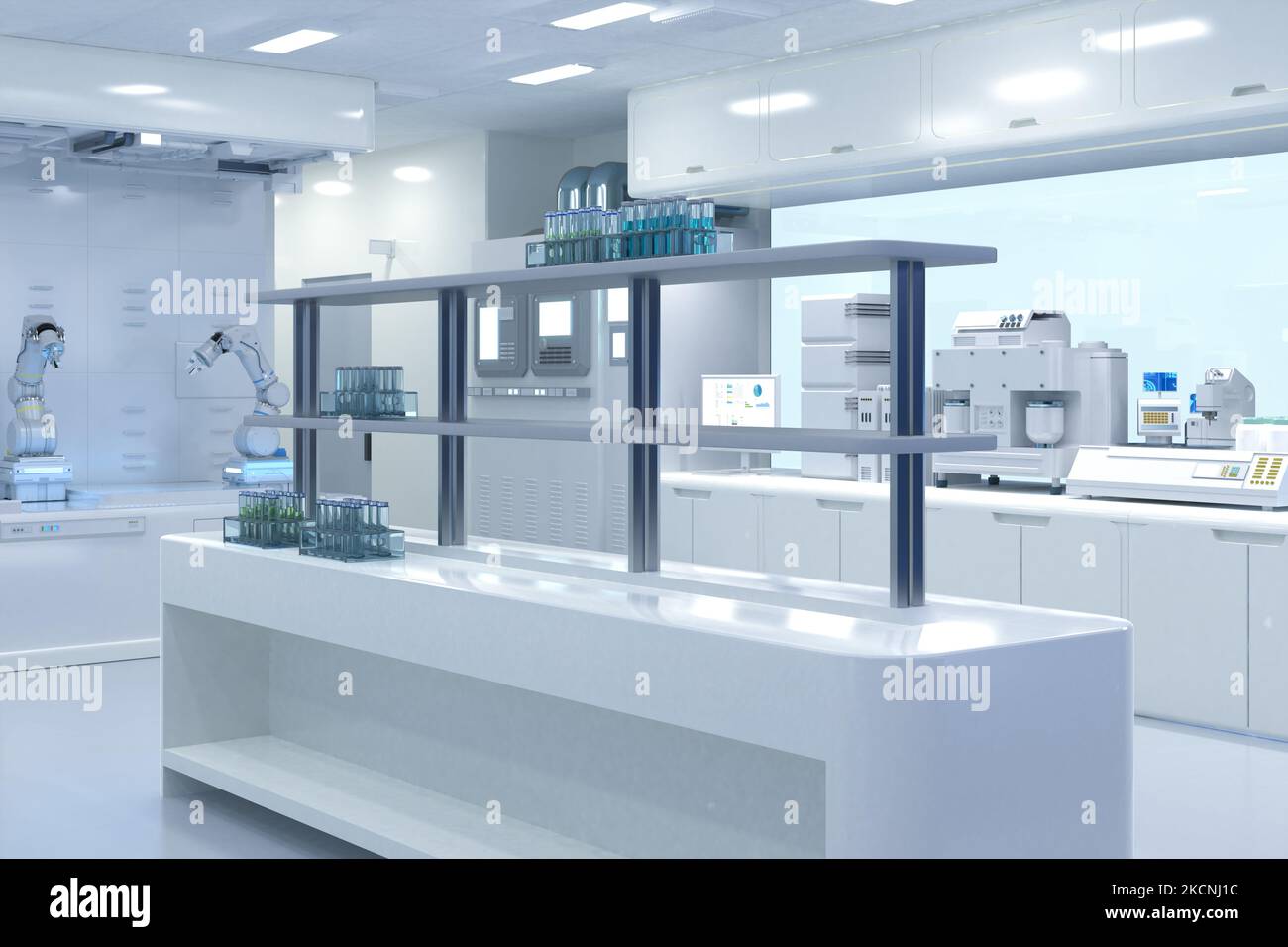 3d rendering white futuristic laboratory in semiconductor manufacturing ...