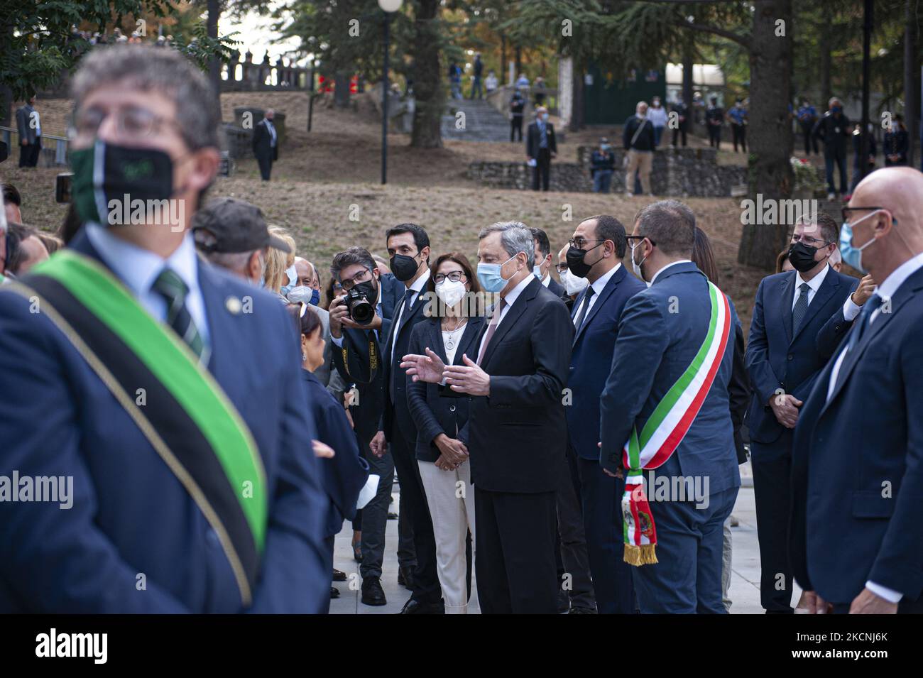 Mario Draghi, Pierluigi Biondi during the inaugrureation of the ...