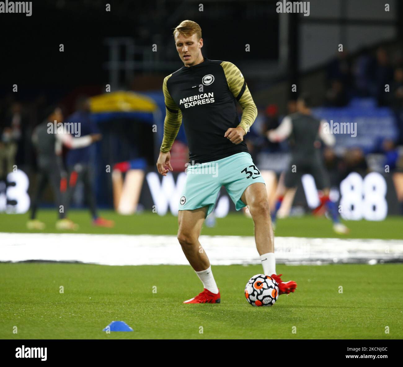 Brighton & Hove Albion's Dan Burn during the pre-match warm-up during ...