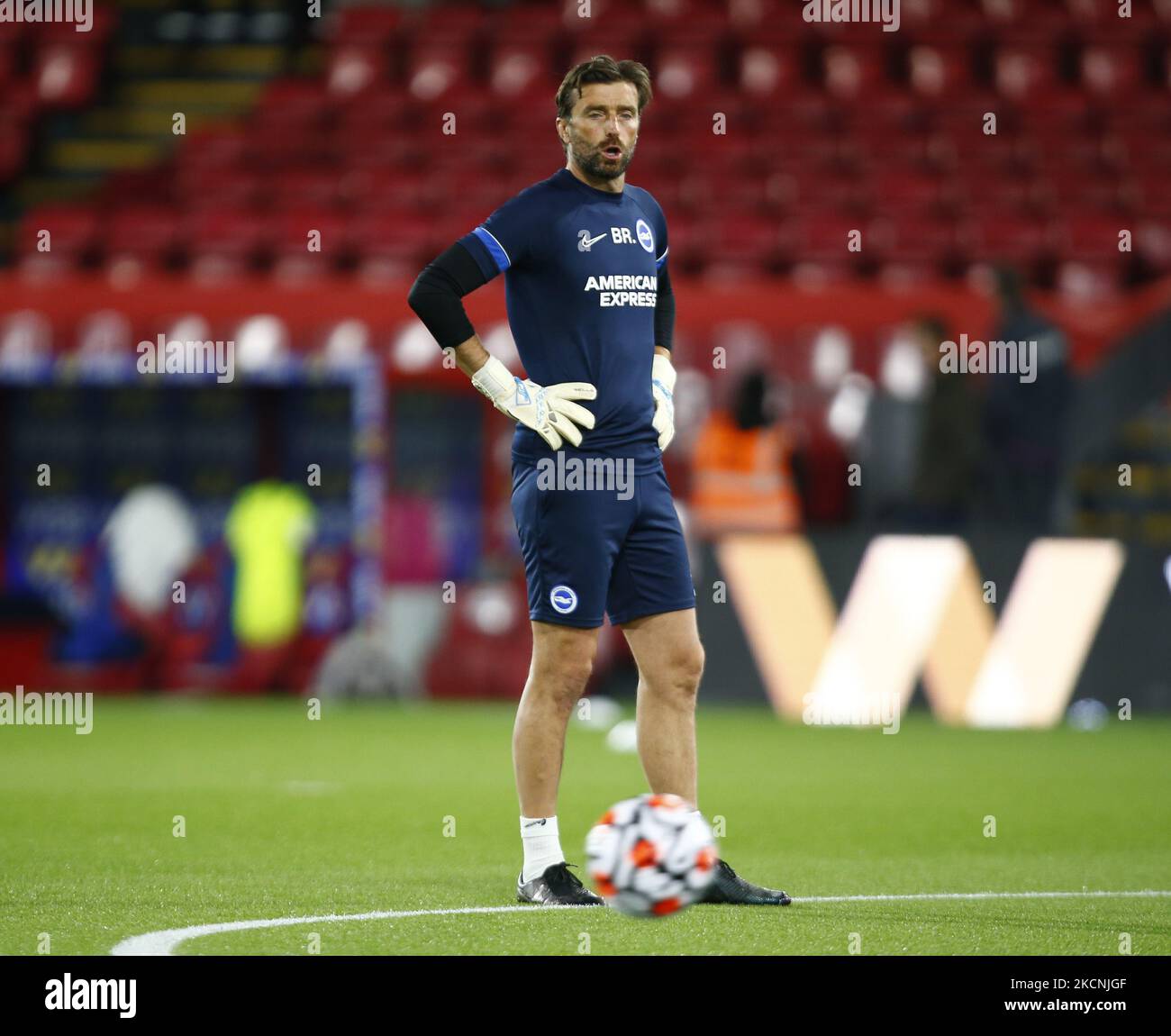 Goalkeeping coach Ben Roberts of Brighton and Hove Albion during ...