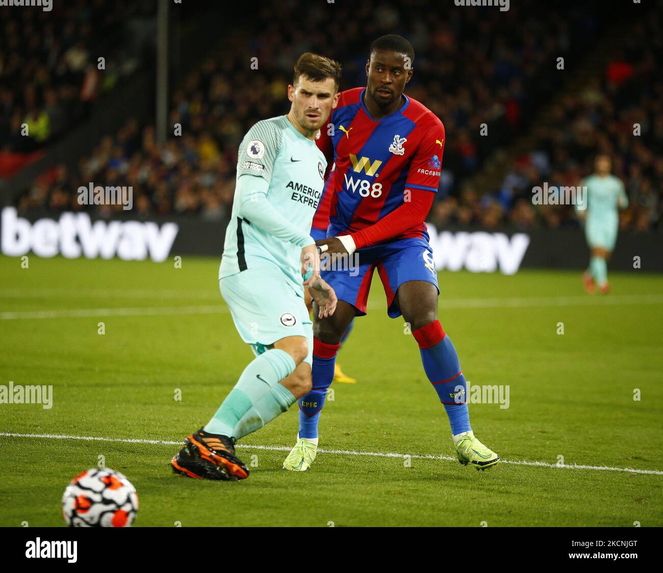 L-R Brighton & Hove Albion's Pascal Grob and Crystal Palace's Marc ...