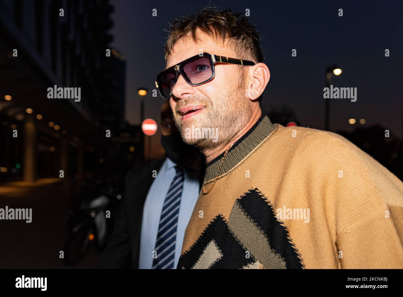 Damon Albarn from Blur attends the Versace Fashion Show during the ...