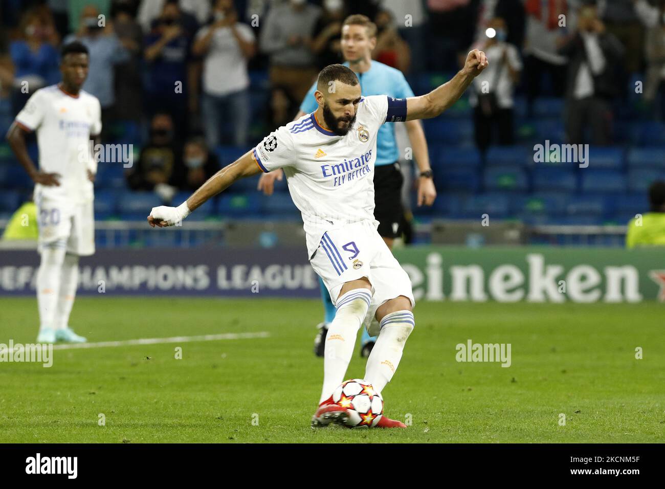 Karim Benzema of Real Madrid score a goal during the UEFA Champions ...