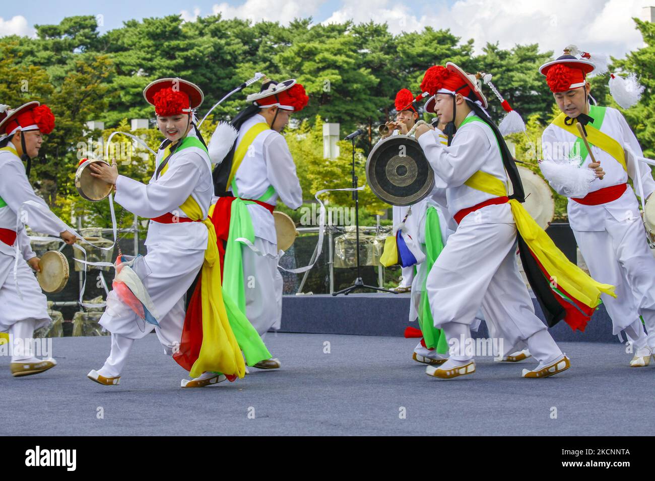 Sep 30, 2021-Seoul, South Korea-Musicians performs about Nongak ...