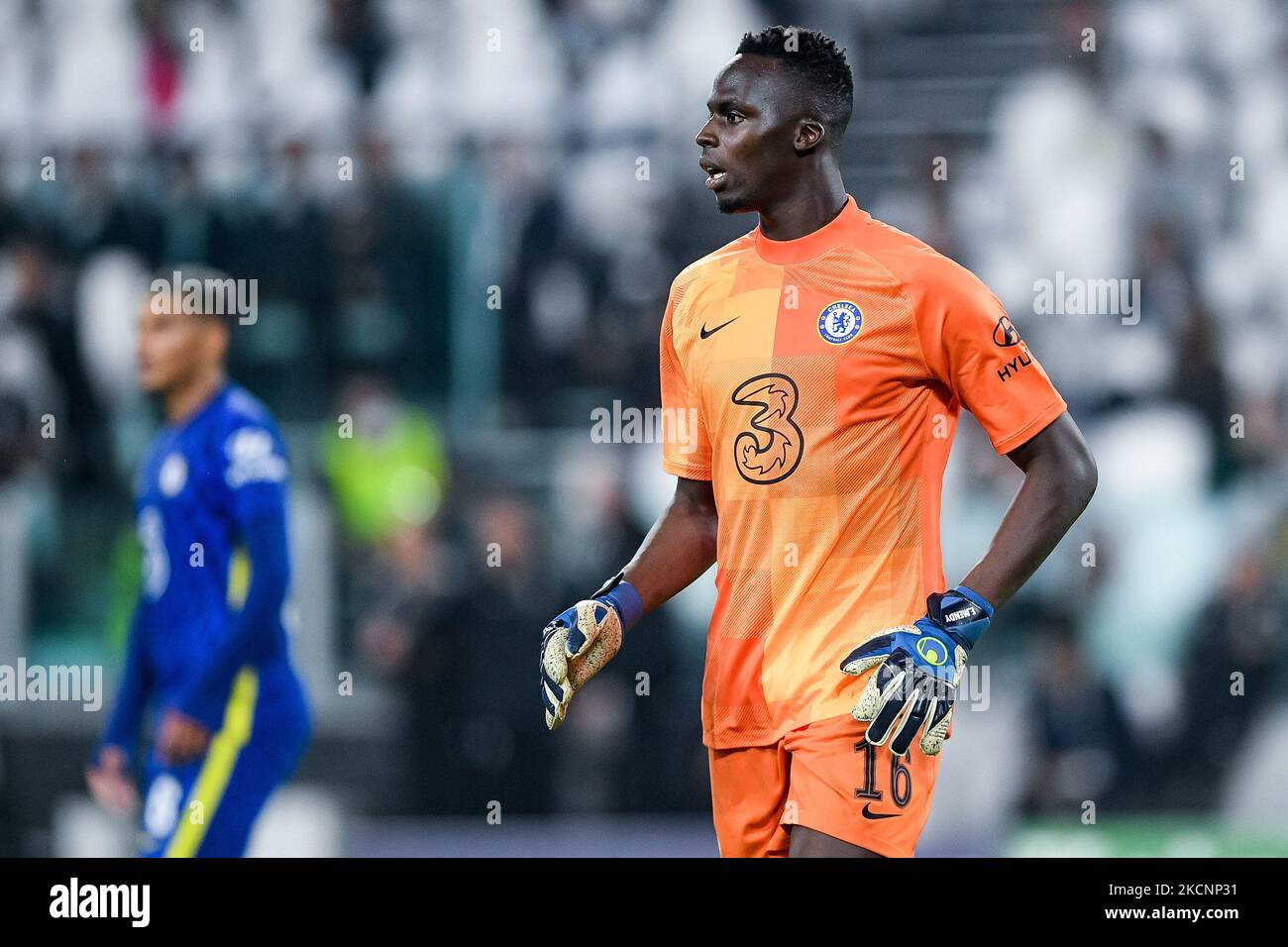 Edouard Mendy of Chelsea FC looks on during the UEFA Champions League ...