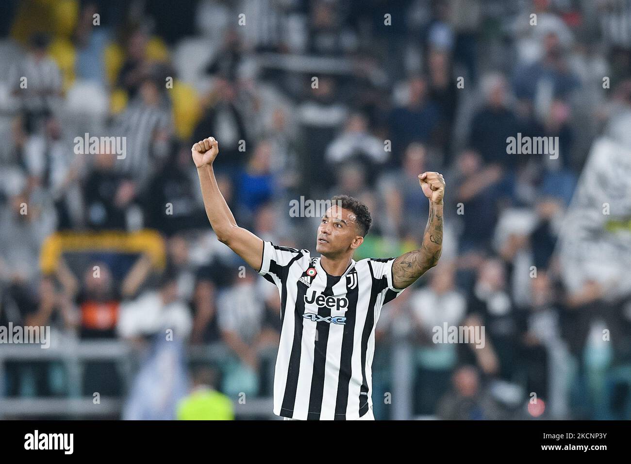 Danilo of FC Juventus celebrates the victory during the Serie UEFA ...