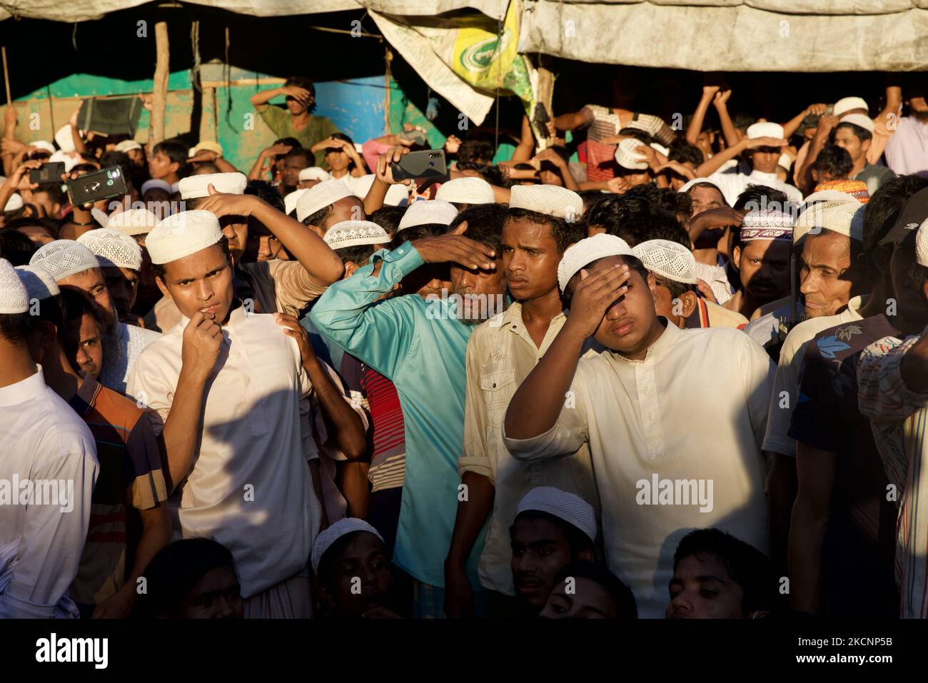 Rohingya people attend the funeral of Rohingya leader Mohibullah in ...