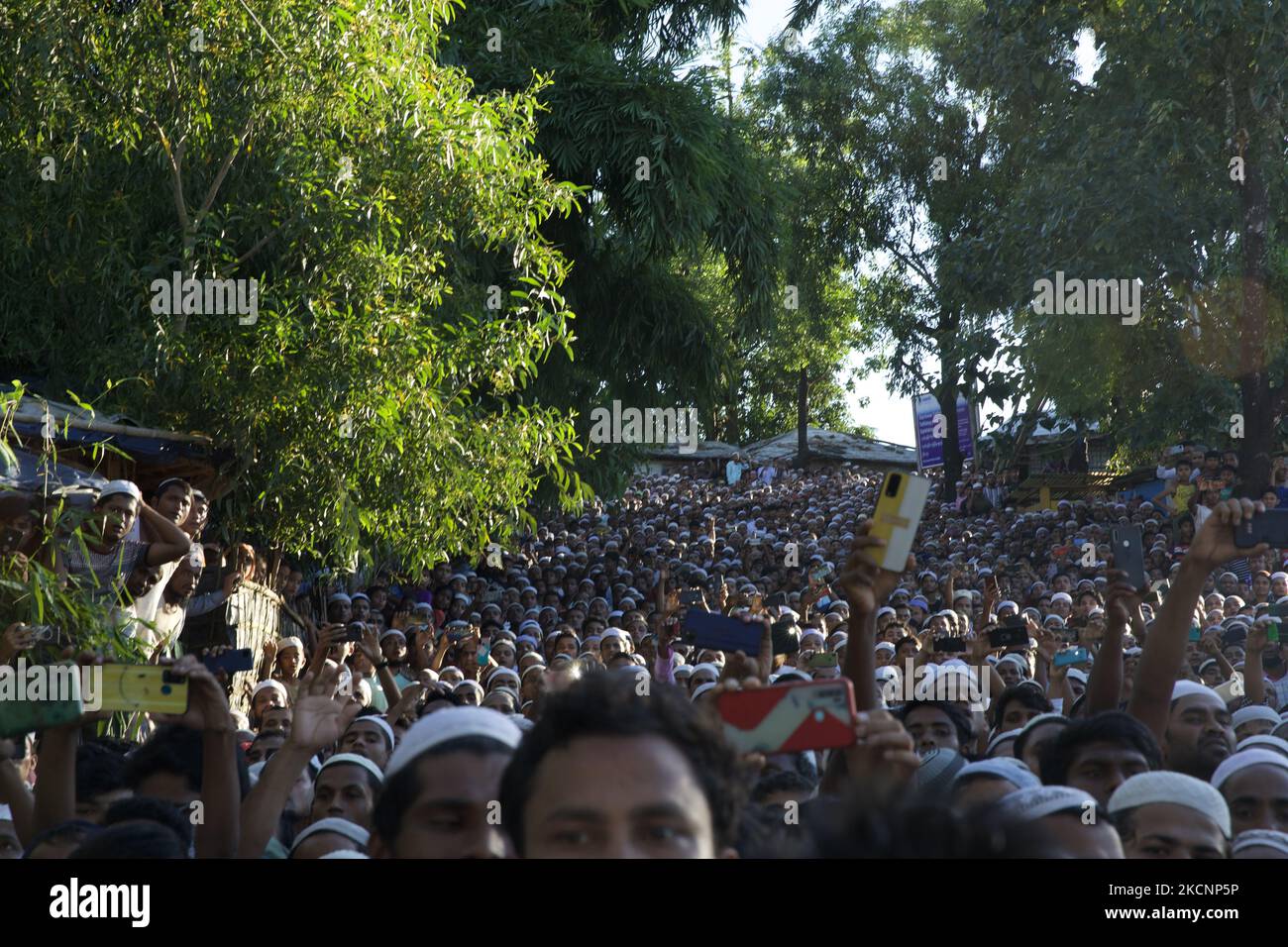 Rohingya people attend the funeral of Rohingya leader Mohibullah in ...
