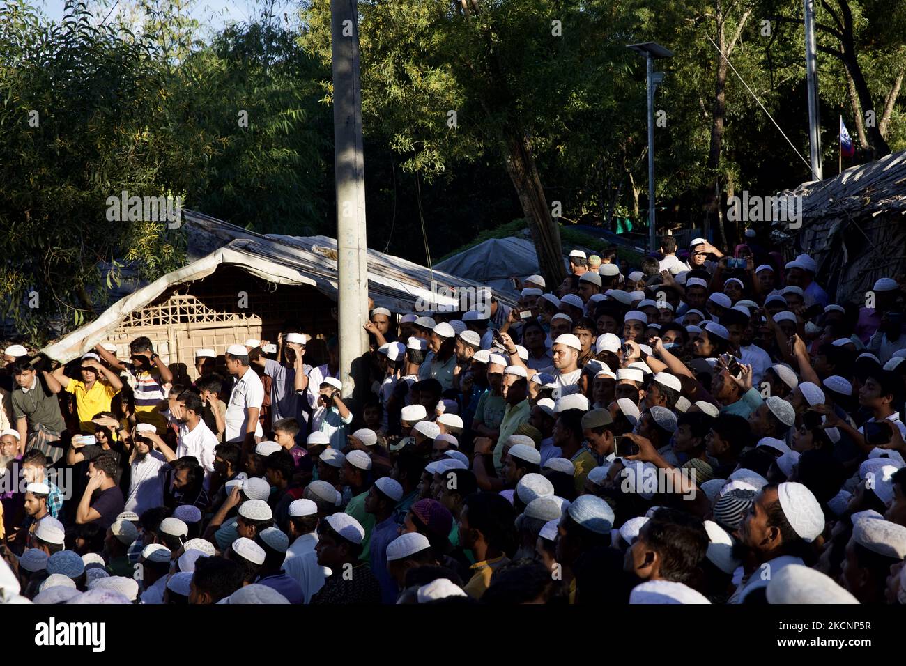 Rohingya people attend the funeral of Rohingya leader Mohibullah in ...