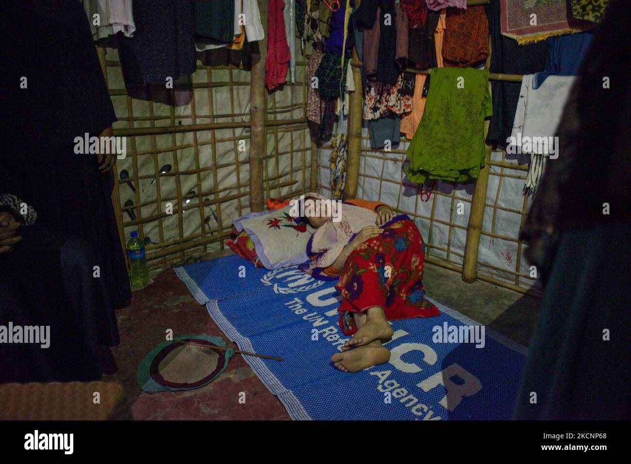 Rohingya people saying funeral prayer during Rohingya leader Mohibullah ...