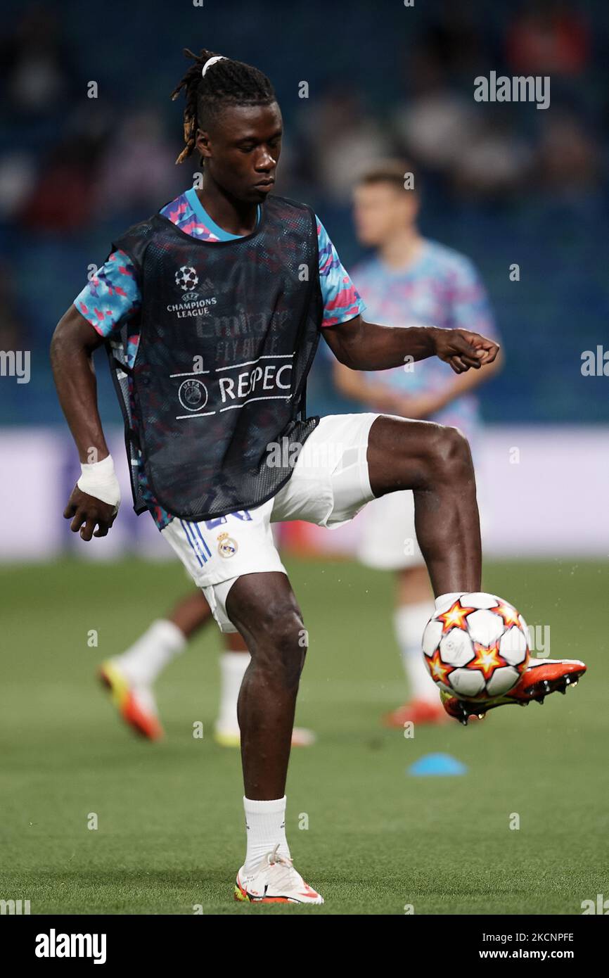 Eduardo Camavinga of Real Madrid during the warm-up before the UEFA ...