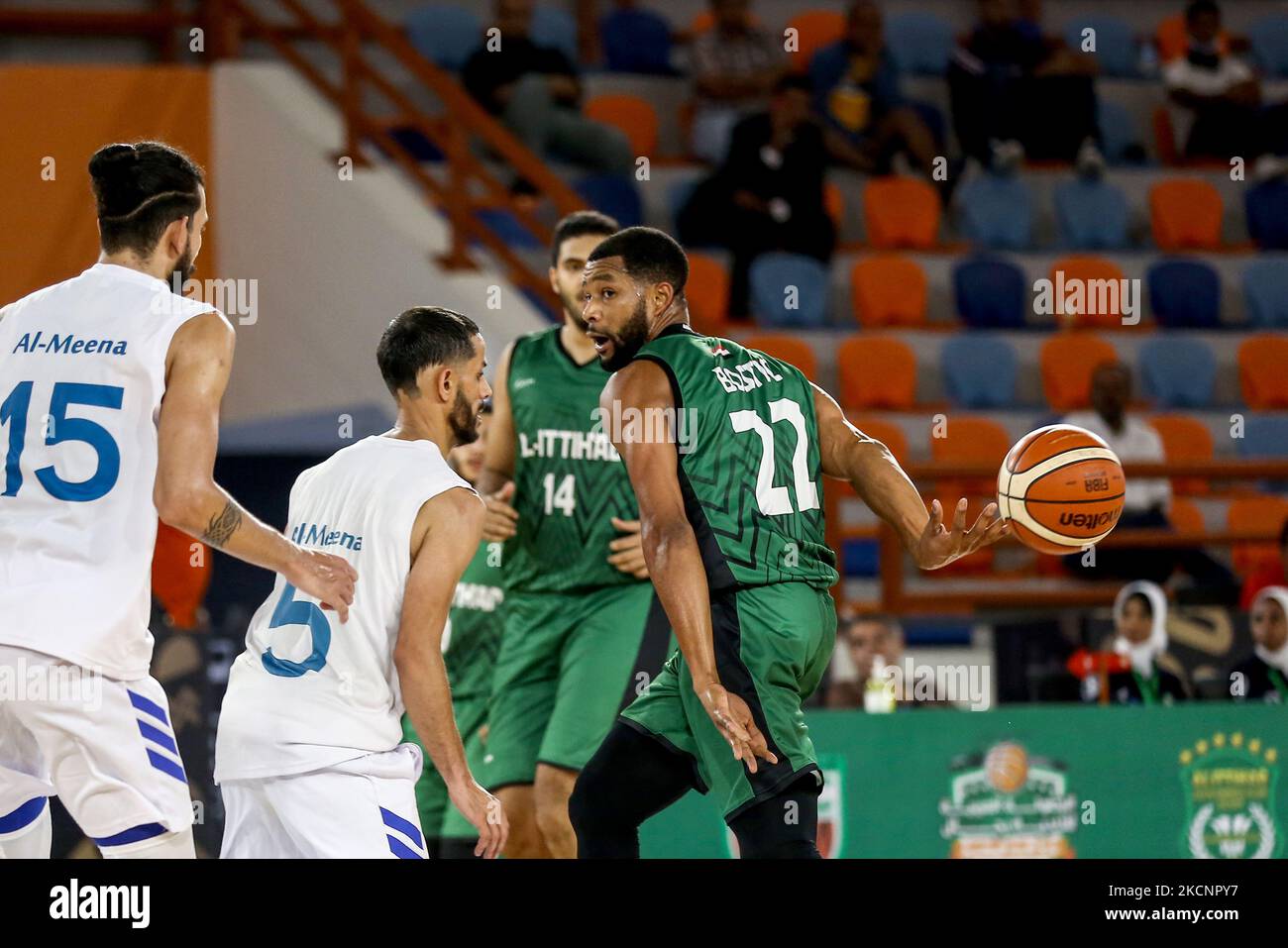 (22) Joshua Lamont from Al-Ittehad team pass the ball during the ...