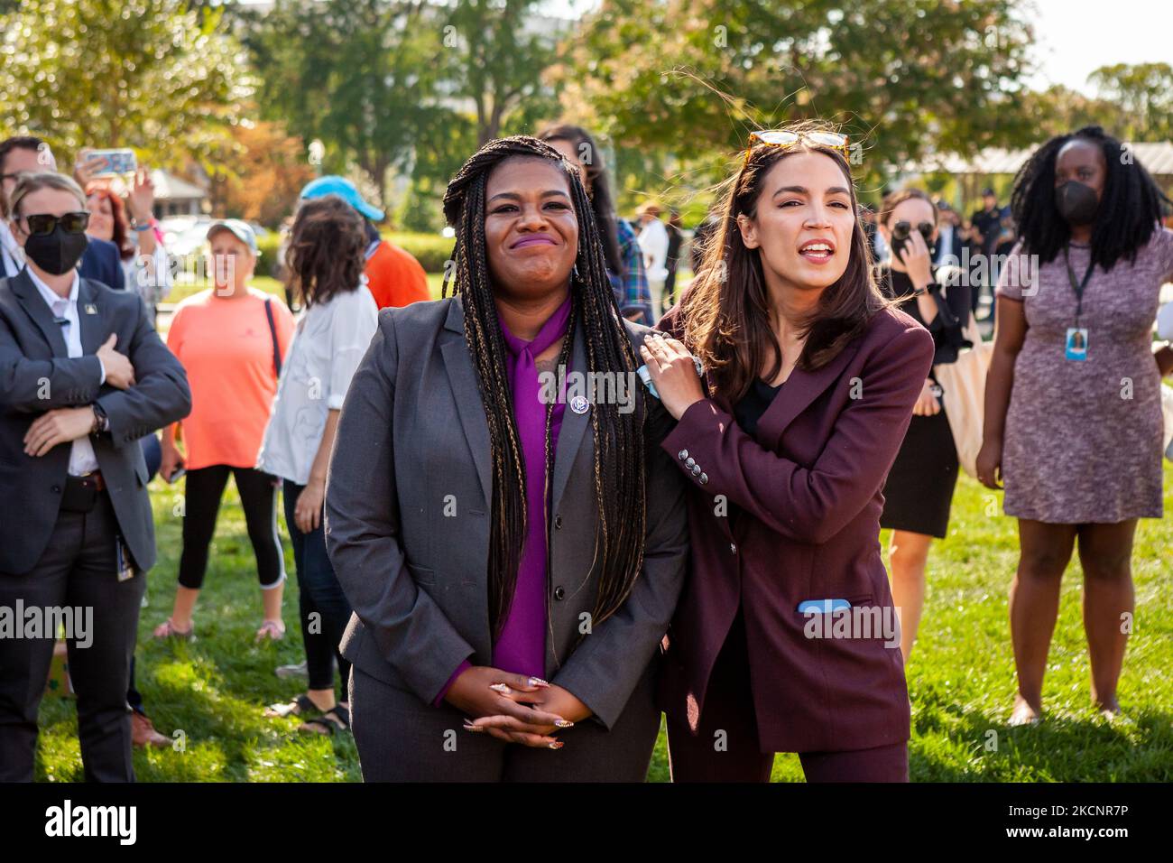 Congresswomen Cori Bush (D-MO) and Alexandria Ocasio-Cortez (D-NY ...