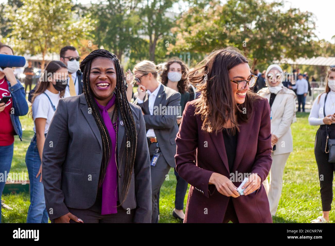 Congresswomen Cori Bush (D-MO) and Alexandria Ocasio-Cortez (D-NY ...