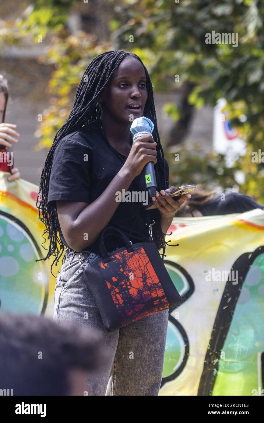 The Ugandan climate activist Vanessa Nakate speaks during a Fridays for ...