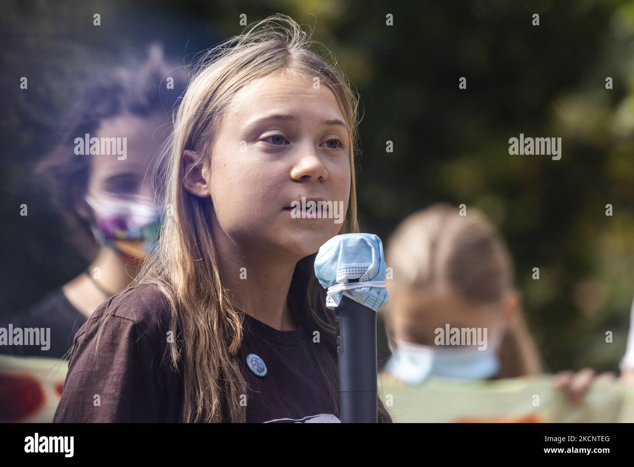The Swedish climate activist Greta Thunberg speaks during a Fridays for ...