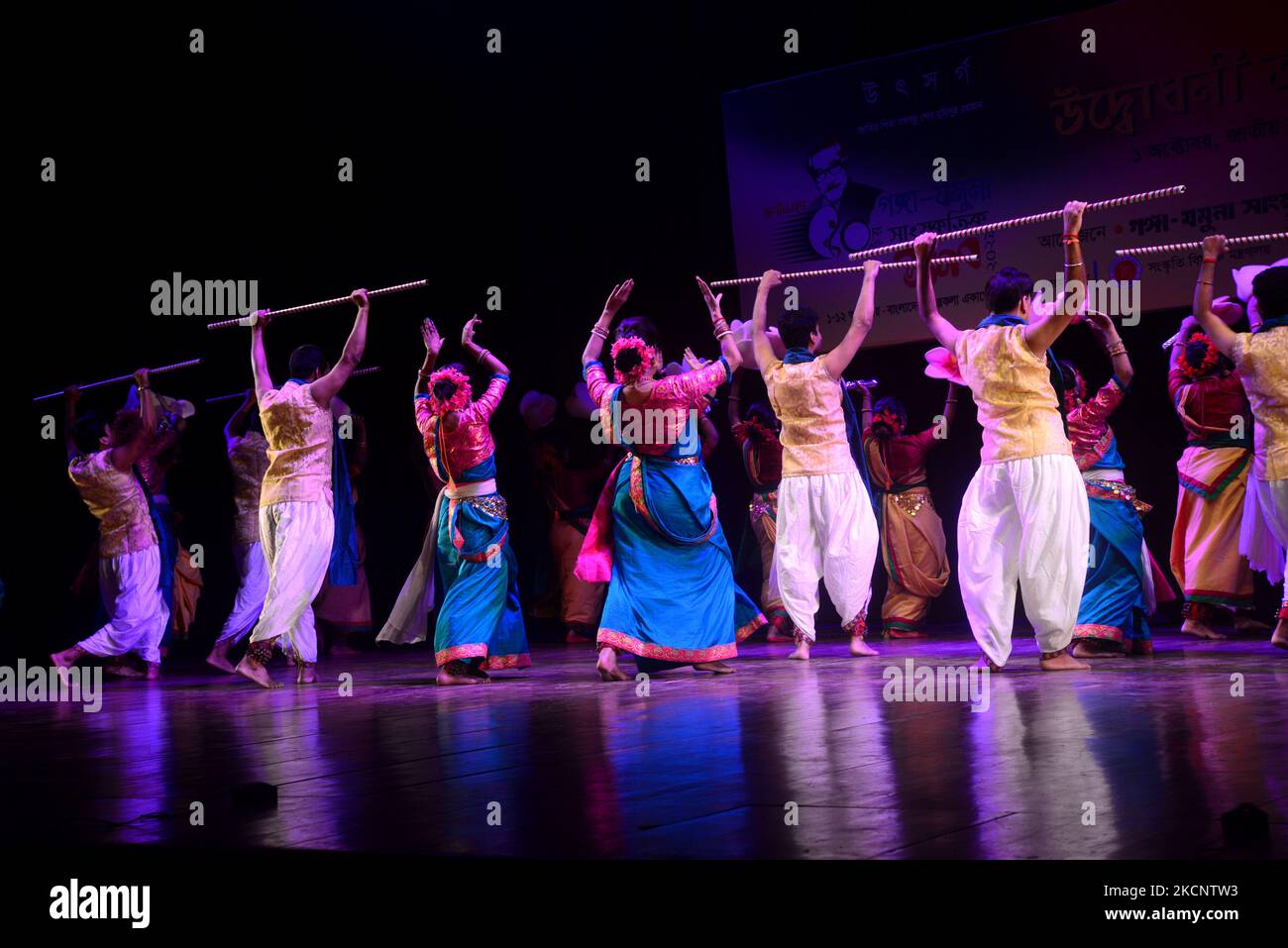 Bangladeshi artist performing in a cultural program at Shilpakala ...