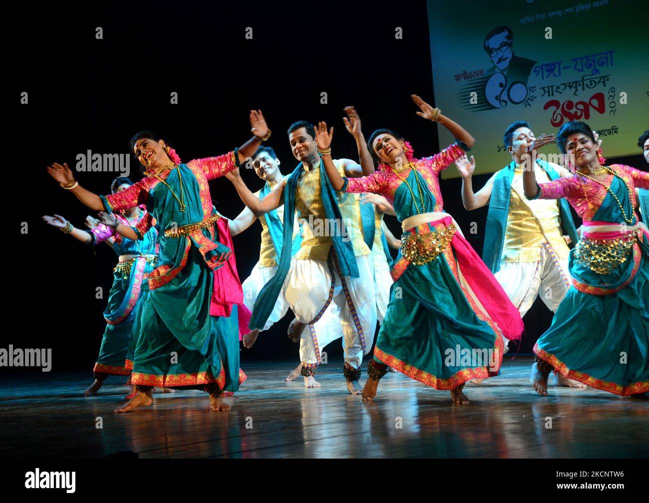 Bangladeshi artist performing in a cultural program at Shilpakala ...