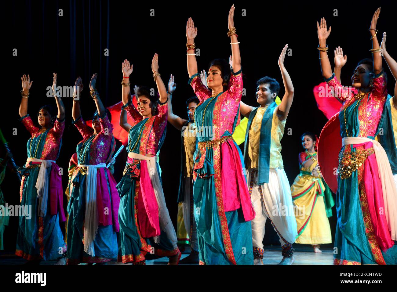 Bangladeshi artist performing in a cultural program at Shilpakala ...